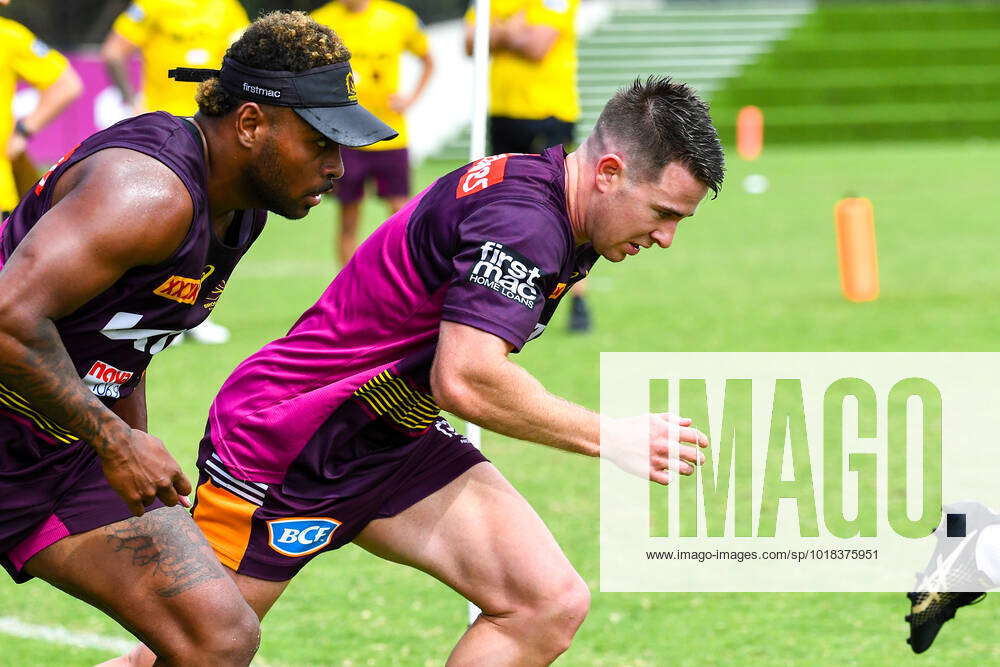 NRL BRONCOS TRAINING, Ezra Mam and Jock Madden are seen during a ...