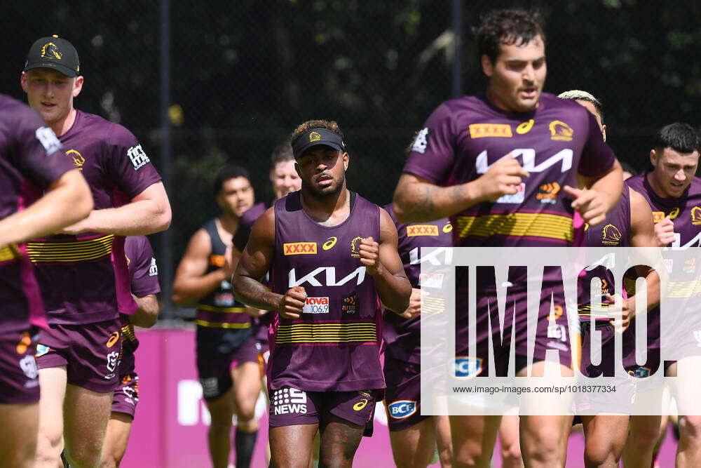 NRL BRONCOS TRAINING, Ezra Mam (centre) is seen during a Brisbane ...