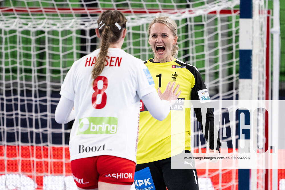 221110 Goalkeeper Sandra Toft and Anne Mette Hansen of Denmark ...