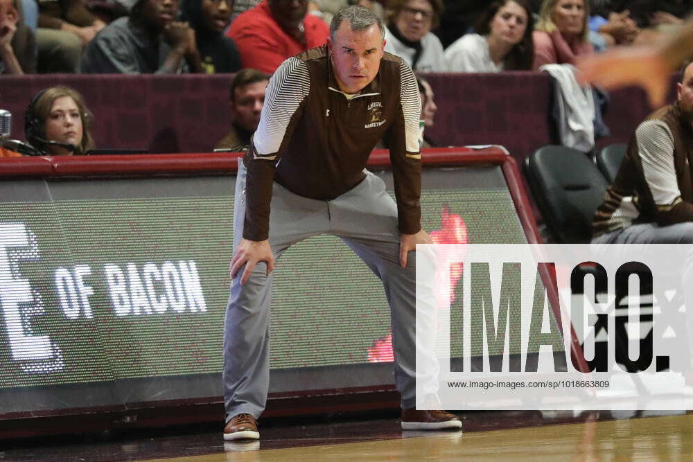 November 10, 2022: Lehigh Mountain Hawks head coach Brett Reed looks on ...