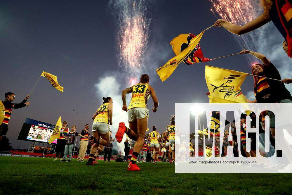 AFLW LIONS CROWS, Crows players take the field during the AFLW ...