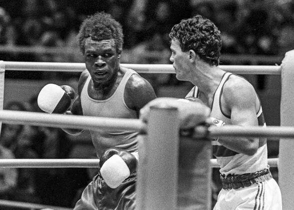 ARCHIVE MOSCOW 1980 07 29 Swedish boxer Anders Lillen Eklund t h in his losing match against