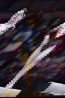 Greta Mayer, HUN, during qualification at 2022 artistic gymnastics ...