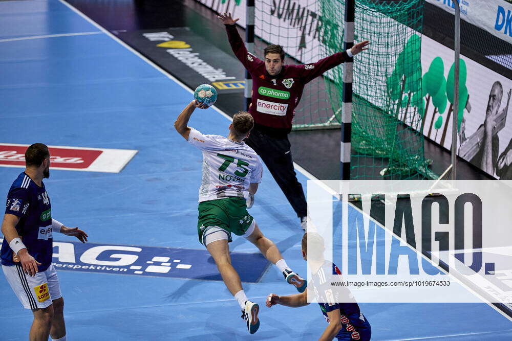 Domen Novak Handballspielgemeinschaft HSG Wetzlar 75 in front of the ...