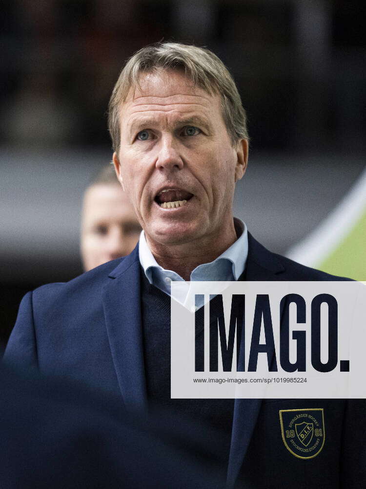 221202 Djurgardens coach Johan Garpenlöv during the ice hockey match in ...