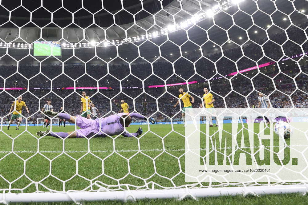 Mathew Ryan goalkeeper of Australia receives a goal during the FIFA ...