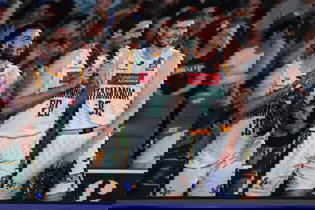 NBL BULLETS JACKJUMPERS, The JackJumpers bench reacts during the NBL ...