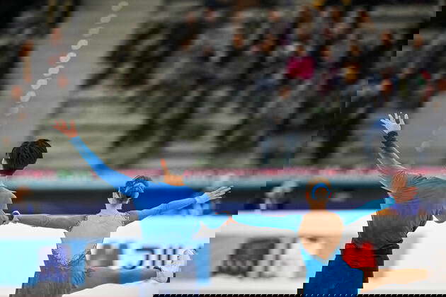 Cayla SMITH & Andy DENG, during Junior Pairs Practice, at the ISU Grand ...