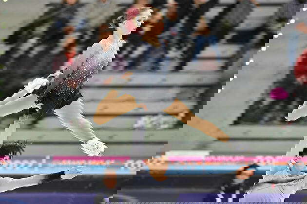 Cayla SMITH & Andy DENG, during Junior Pairs Free Skating, at the ISU ...