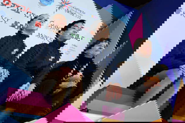 Cayla SMITH & Andy DENG, during Junior Pairs Free Skating, at the ISU ...