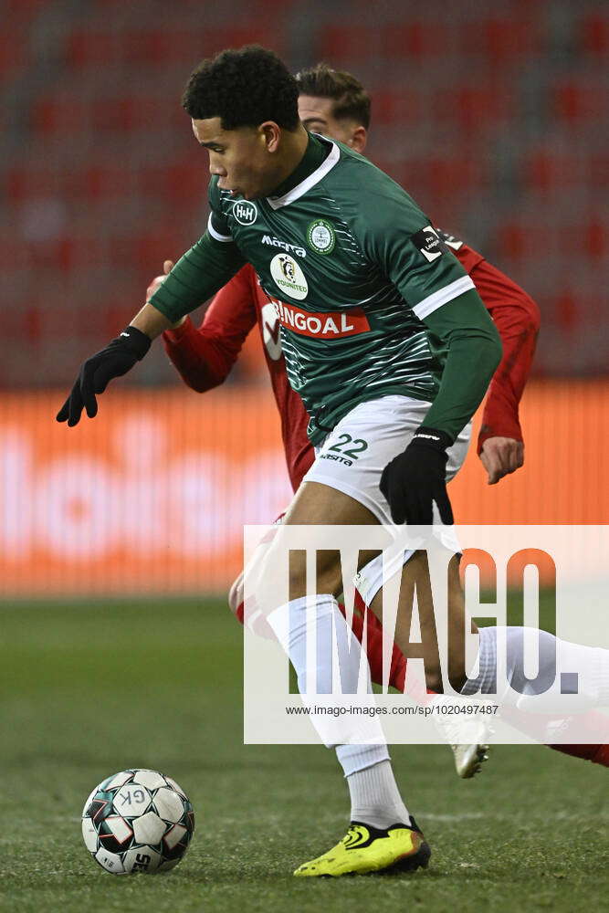 Lommel s Christophe Kabongo fights for the ball during a soccer match ...