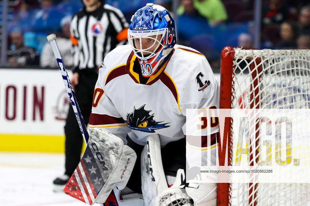 CLEVELAND, OH - DECEMBER 18: Cleveland Monsters goalie Pavel Cajan in ...