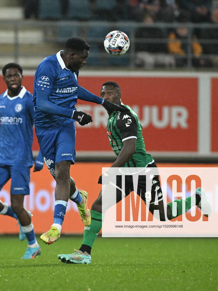 Gent s Michael Ngadeu and Cercle s Kevin Denkey pictured in action ...