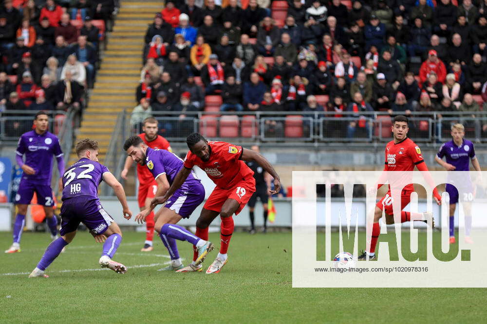 Dan Sweeney of Stevenage and Omar Beckles of Leyton Orient n action ...