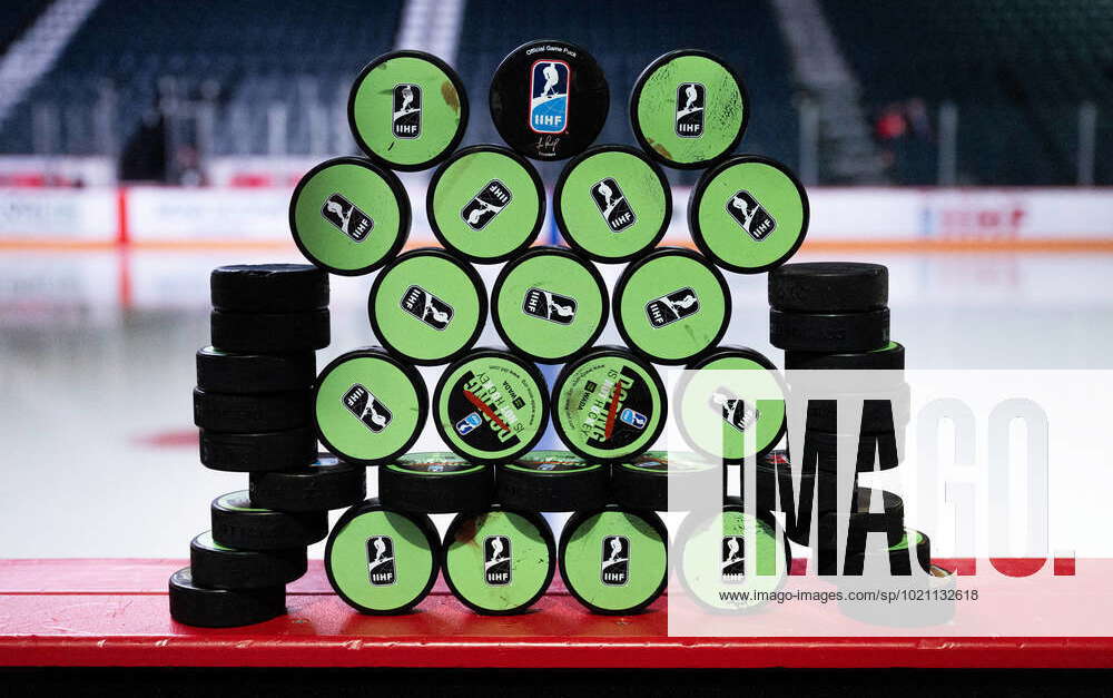 221229 Pucks piled up ahead of the 2023 IIHF World Junior Championship ...