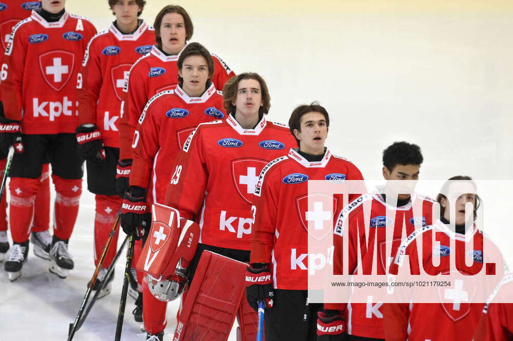 Goalkeeper Ewan Huet, SUI, U18 Switzerland Germany, national team, ice ...