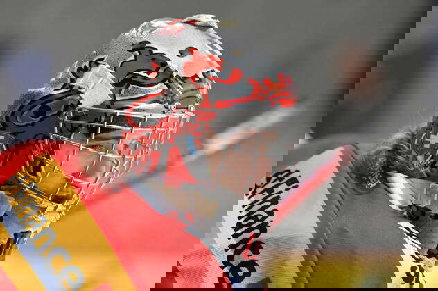 Goalkeeper Ewan Huet, SUI, U18 Switzerland Germany, national team, ice ...