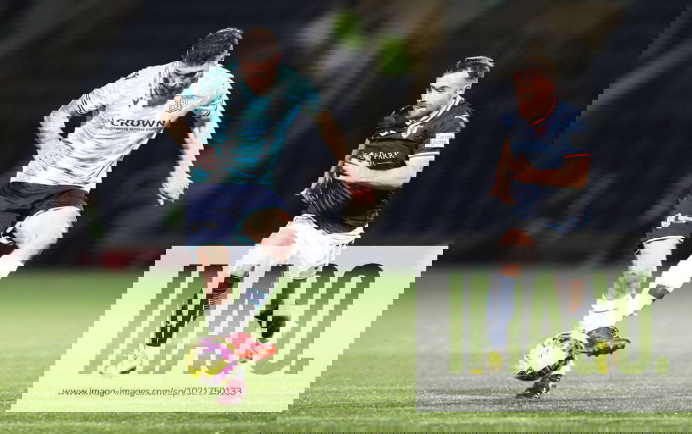 Raith Rovers v Dundee cinch Championship Ryan Sweeney of Dundee (left ...