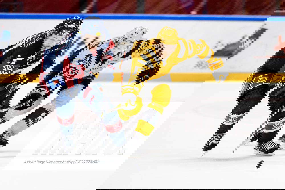 Linköpings Ty Rattie and Skelleftea Arvid Lundberg during ice hockey match in SHL between Linköping