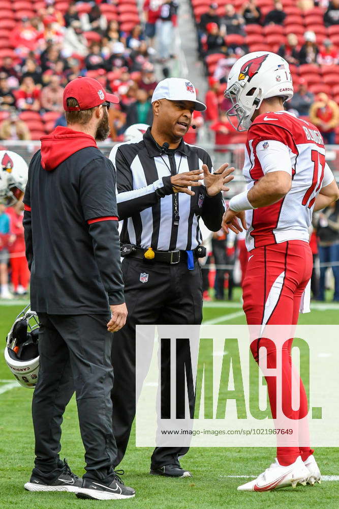 SANTA CLARA, CA - JANUARY 08: Referee Adrian Hill (29) talks with ...