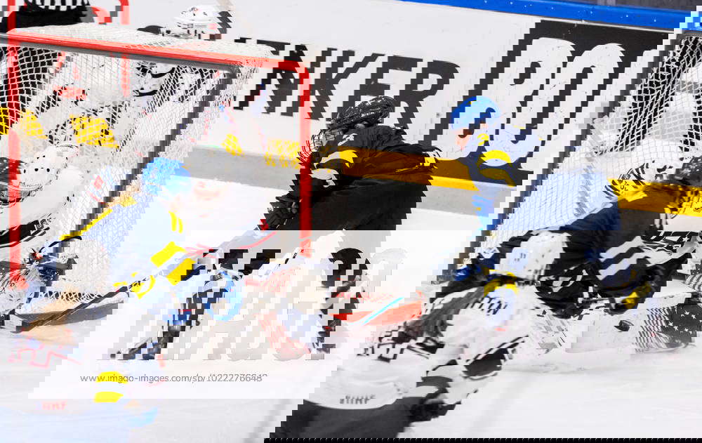 230114 Emma Rehn and Mira Jungaker of Sweden against goaltender ...