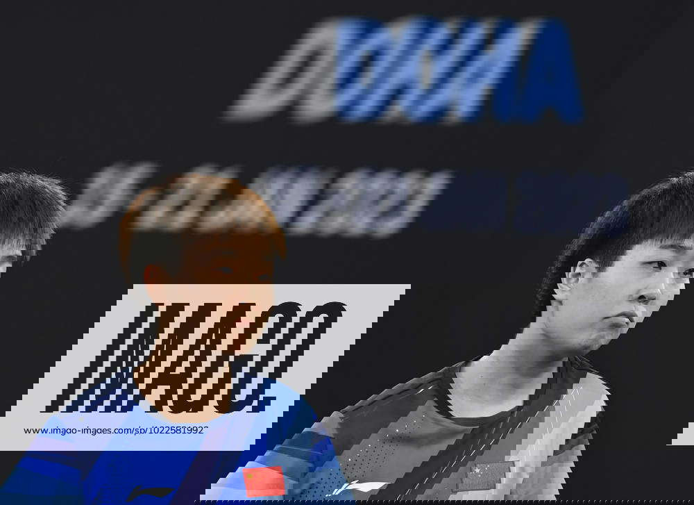 DOHA, Jan. 21, 2023 -- Zhang Rui reacts during the women s singles ...