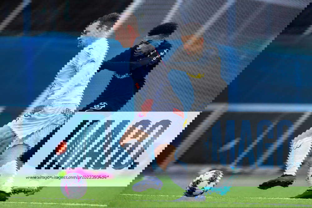 230121 Sollentunas Fredrik Sandell and AIKs Rui Modesto during the ...