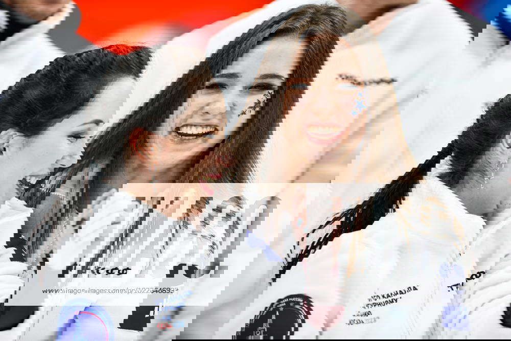 RUSSIA, MOSCOW - JANUARY 22, 2023: Captain Kamila Valieva (R) and athlete Yelizaveta Tuktamysheva