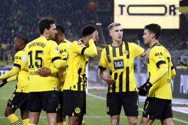 REYNA Giovanni team BVB with BELLINGHAM Jude and BYNOE GITTENS cheers after his goal to