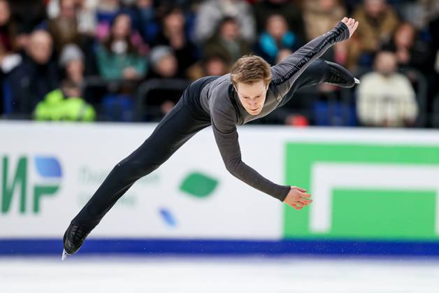 RUSSIA, MOSCOW - JANUARY 22, 2023: Athlete Makar Ignatov performs his ...