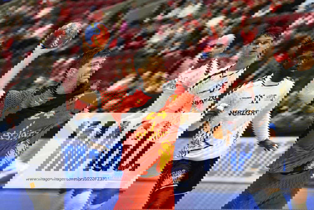 MALMÖ 20230123 Belgiums Simon Ooms shoots during Mondays handball World ...