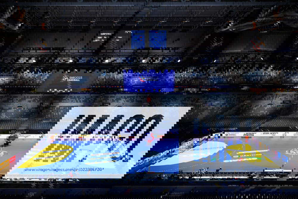 230125 Interior view of Tele2 Arena ahead of the 2023 IHF World Mens ...