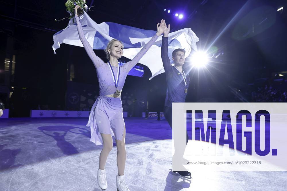 Bronze medalists Juulia Turkkila and Matthias Versluis of Finland ...