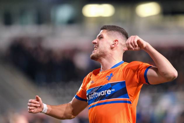 Emir Karic SV Darmstadt 98, 19 celebrates his goal to 1 0 with Patric ...