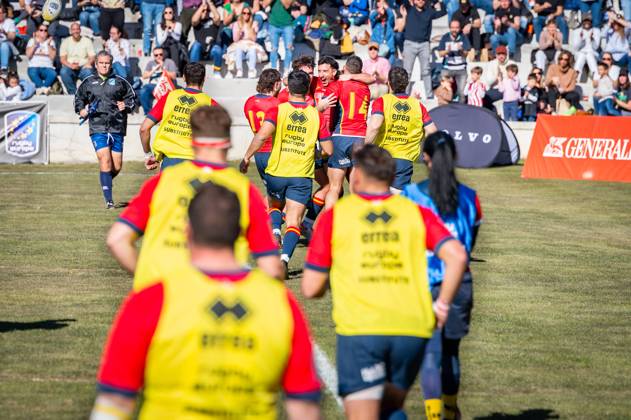 Madrid, Madrid, Spain: Spanish rugby team celebrate the victory during ...
