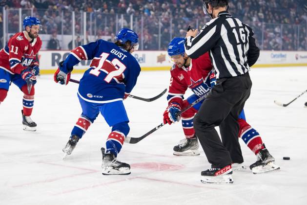 LAVAL, QC - FEBRUARY 06: David Gust (17) of the Central Division ...