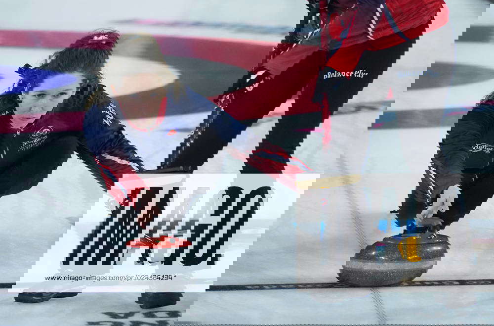 February 17, 2023, KAMLOOPS, BC, CANADA: Team Wild Card 1 skip Kaitlyn Lawes delivers a rock while