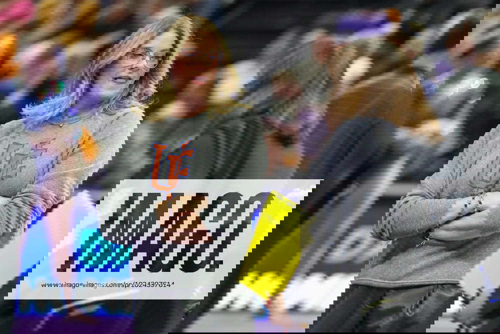 February 17, 2023: Florida Head Coach Jenny Rowland talks with an ...