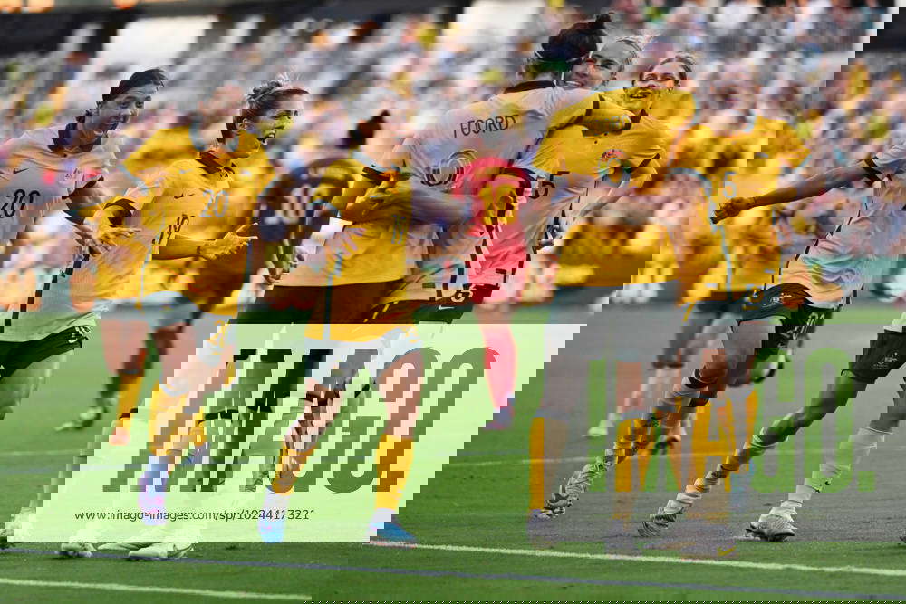 SOCCER AUSTRALIA SPAIN, Australia celebrate Caitlin Foord?s goal during ...