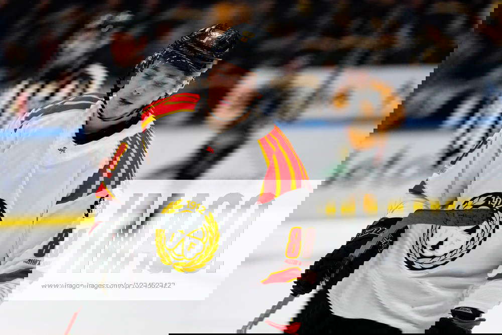 230221 Brynäs Dmytro Timashov during the ice hockey match in the SHL ...