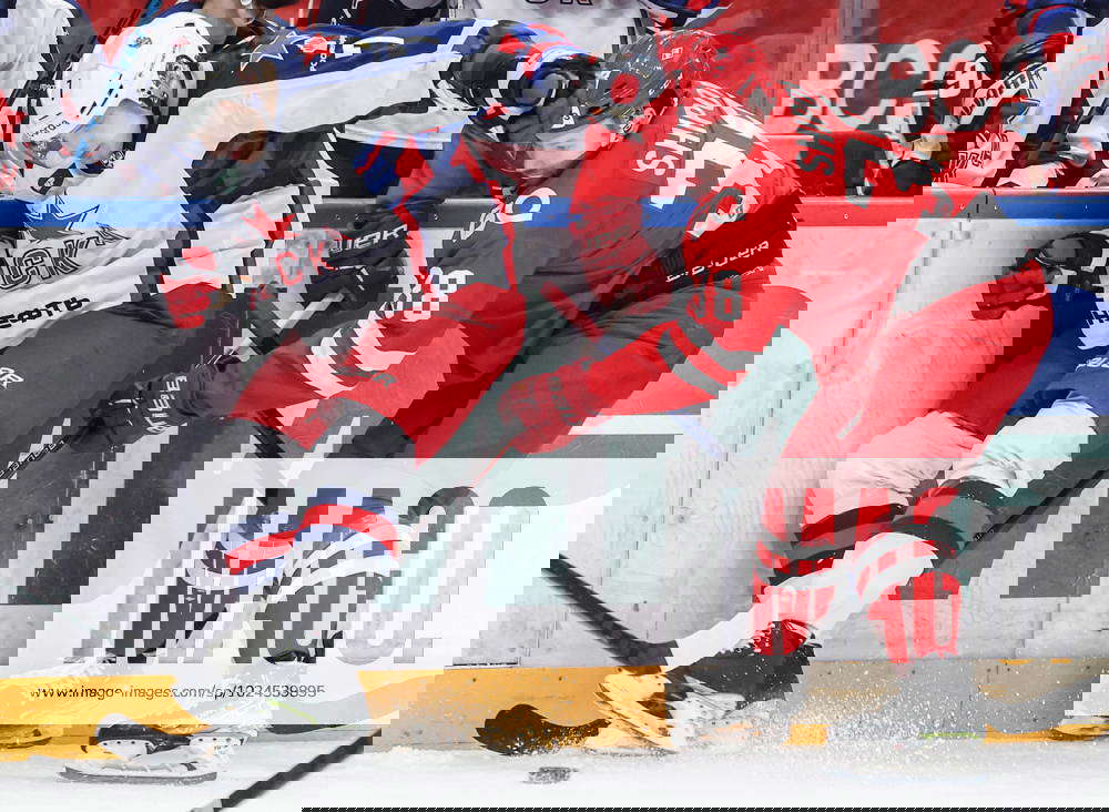 RUSSIA, MOSCOW - : HC CSKA Moscow s Matvei Guskov and HC Spartak Moscow ...