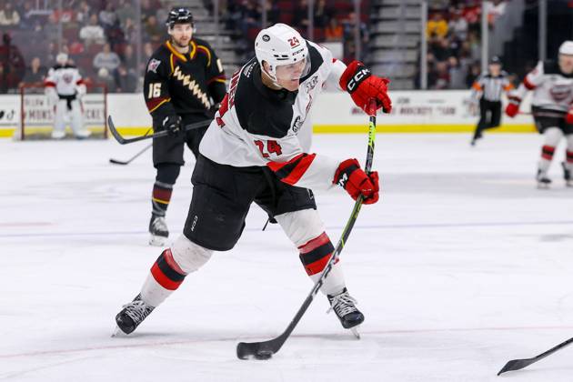 CLEVELAND, OH - FEBRUARY 24: Utica Comets forwards Brian Halonen and ...