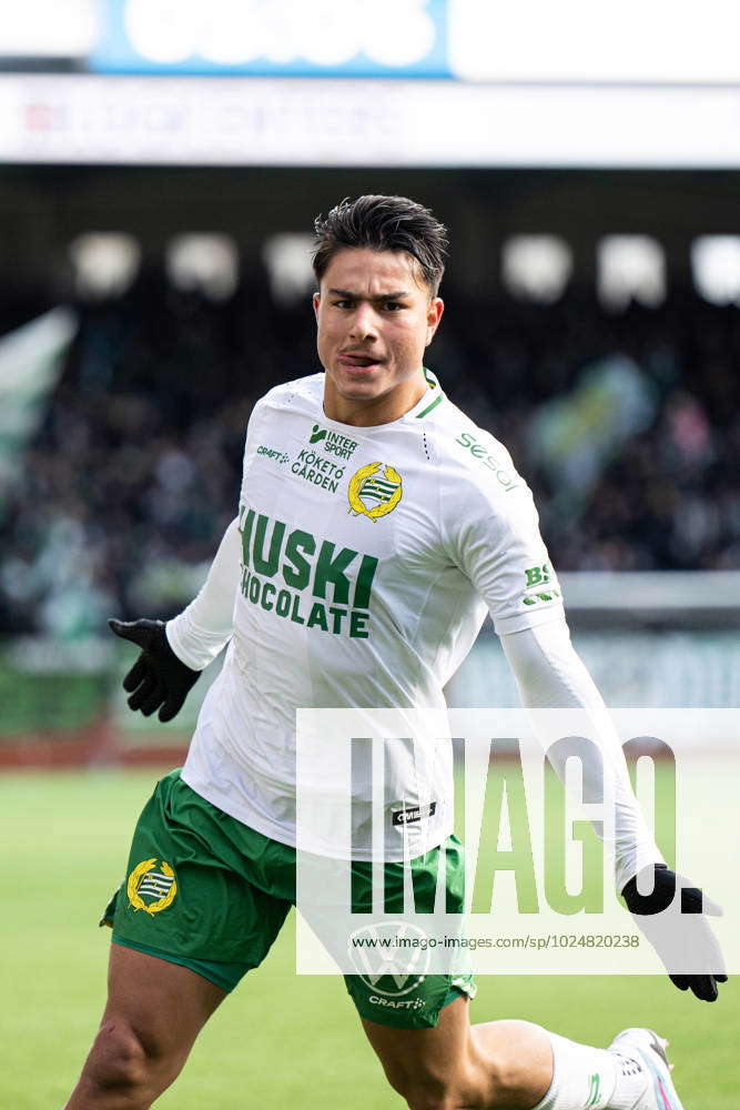 Hammarbys Jusef Erabi celebrates after 0 1 during the football match in ...