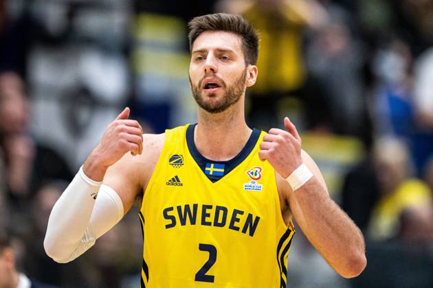 Adam Ramstedt of Sweden during the FIBA World Cup Qualifier game ...