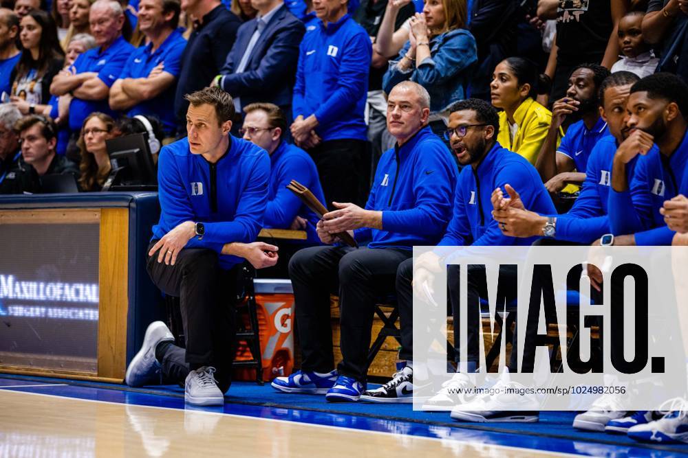 February 28, 2023: Duke Blue Devils head coach Jon Scheyer watches his ...