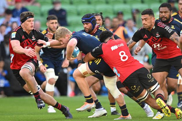 SUPER RUGBY CRUSADERS HIGHLANDERS, Sean Withy of the Highlanders is ...