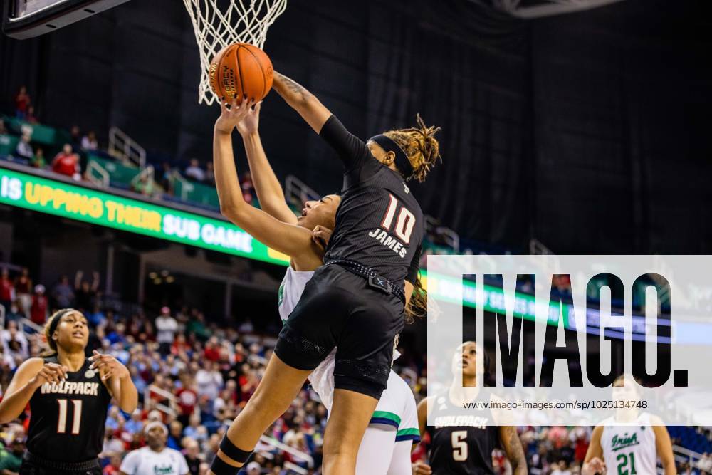 March 3, 2023: NC State Wolfpack guard Aziaha James (10) fouls Notre ...