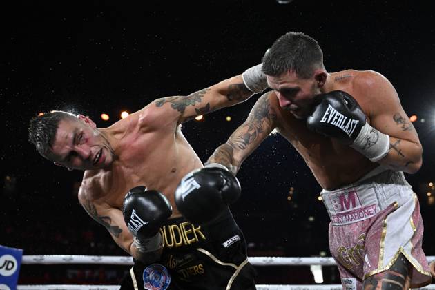 BOXING TSZYU HARRISON, Koen Mazoudier and Ben Mahoney in action during ...