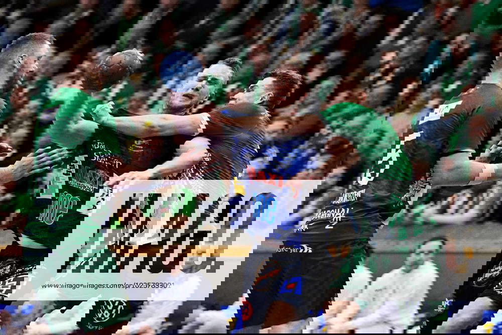 IFK Kristianstads Philip Henningsson against Hammarbys Alexander Morsten and Anders Wik Rydberg