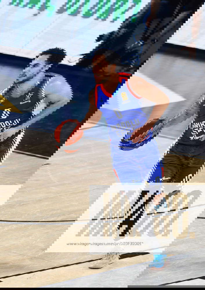 Shane Larkin of Anadolu Efes Istanbul controls the ball during the 2022 ...